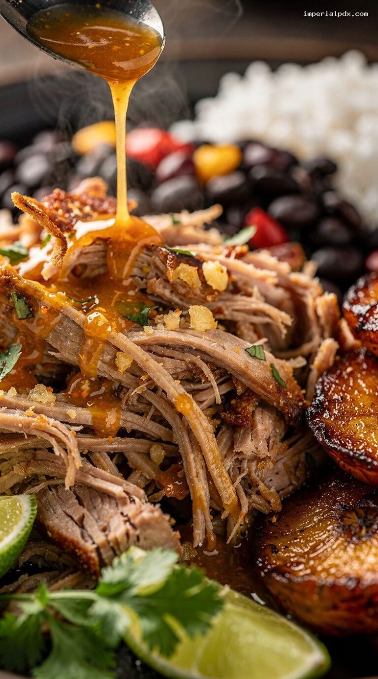 Cuban Mojo Roast Pork Platter With Rice, Beans, and Plantains ...