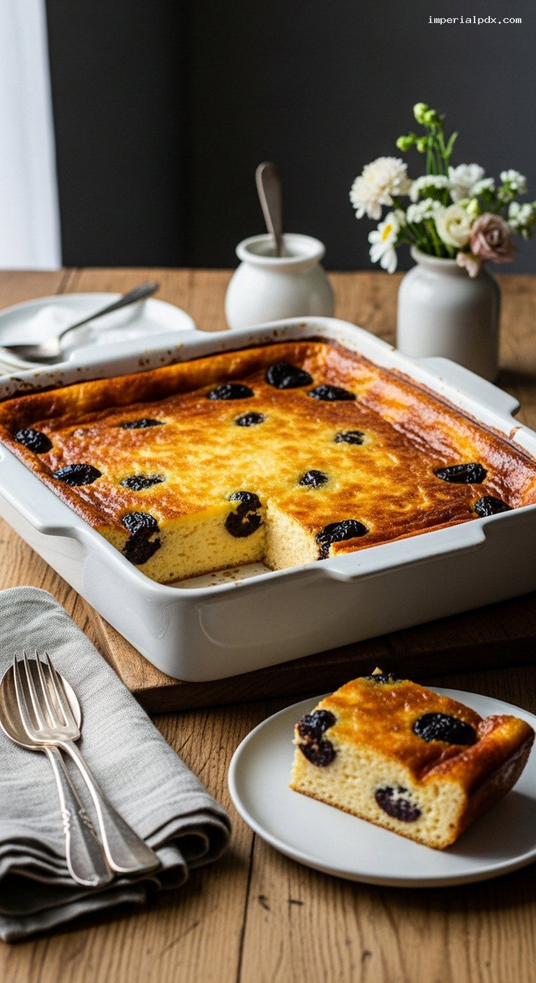 Custardy Far Breton with Rum-Soaked Prunes – Imperial Recipes