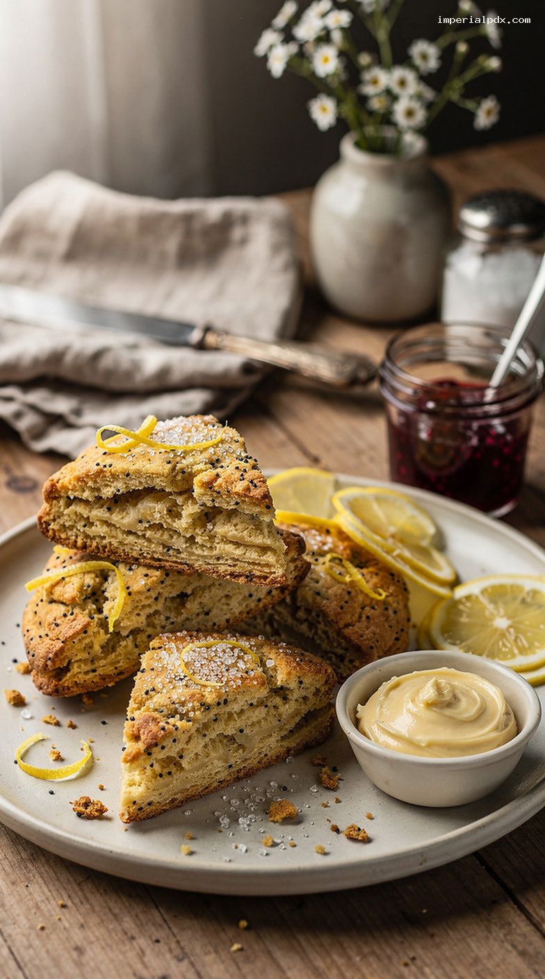 Flaky Lemon Poppy Seed Scones With Jam or Honey Butter – Imperial Recipes
