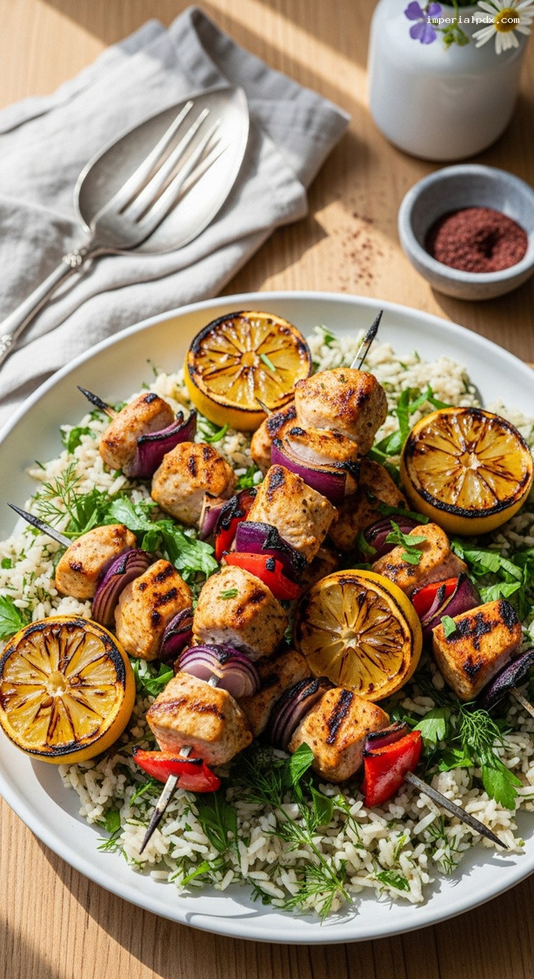Grilled Tavuk Şiş With Peppers and Herbed Rice – Imperial Recipes