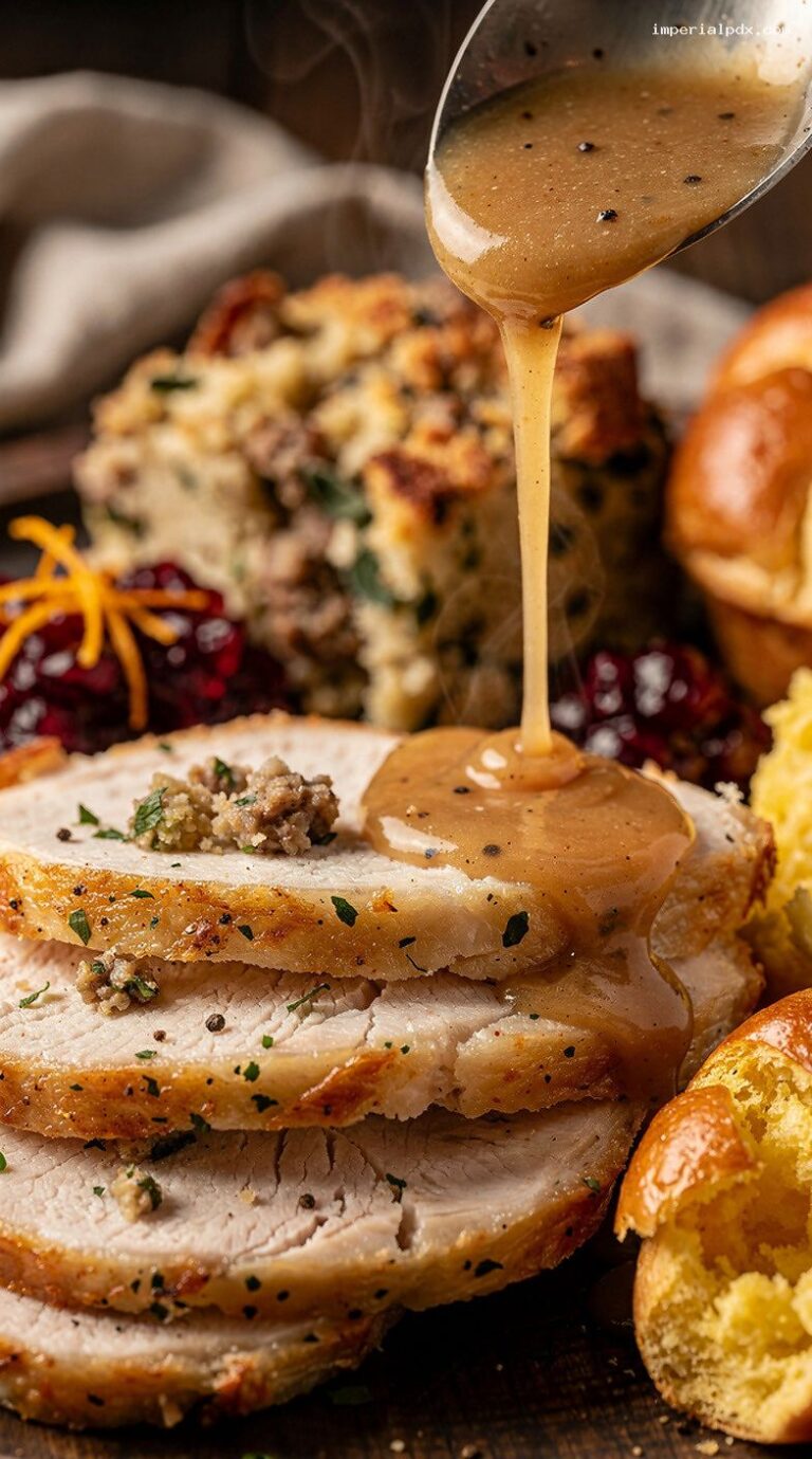 Herb-Roasted Turkey Carving Station With Gravy and Cranberry Relish ...