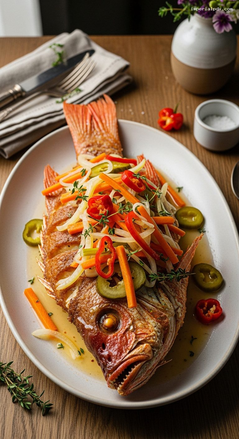 Jamaican Escovitch Snapper with Spicy Pickled Vegetables – Imperial Recipes