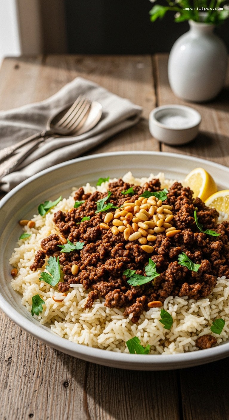 Lebanese Beef and Rice Hashweh with Pine Nuts – Imperial Recipes
