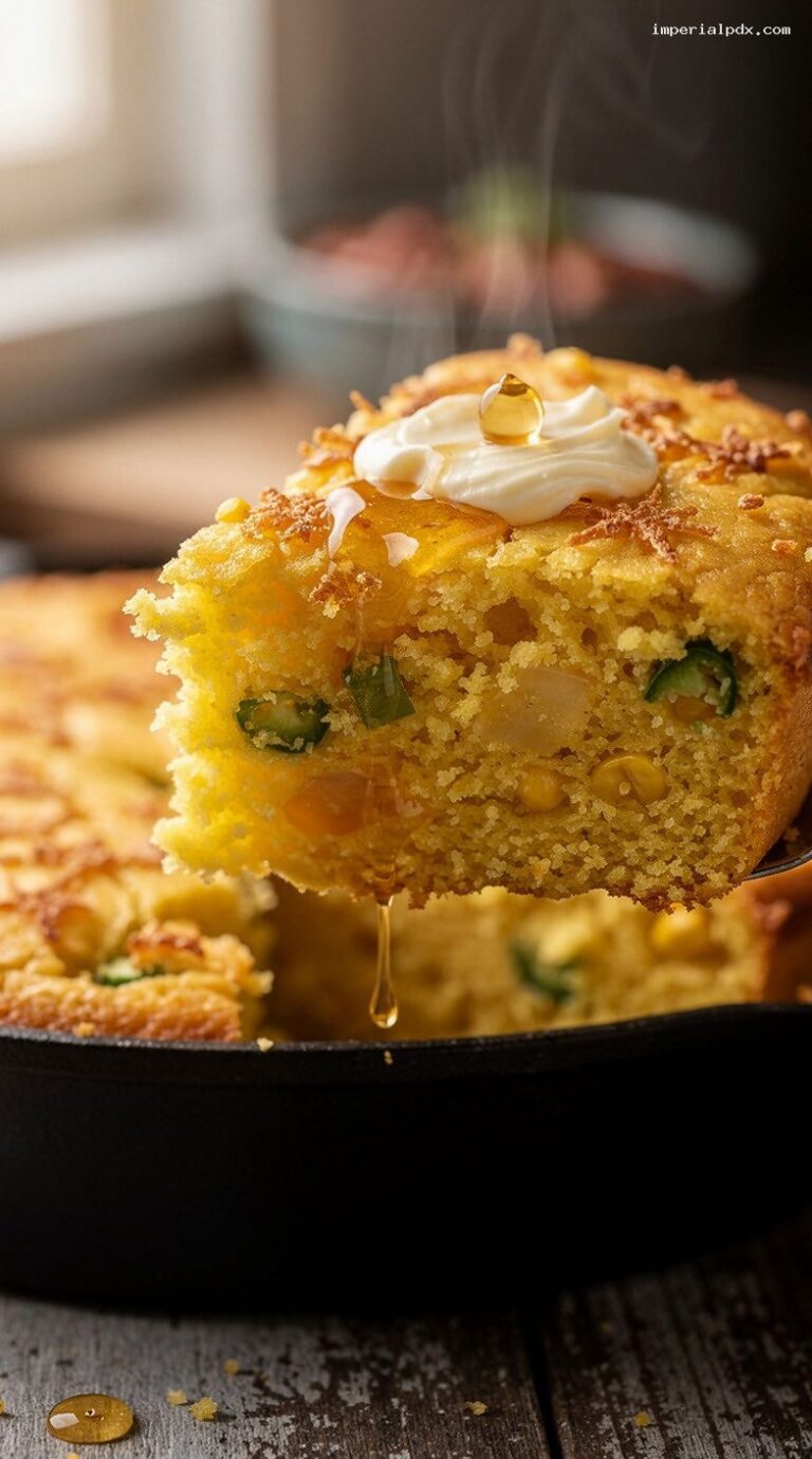Loaded Cheddar Jalapeño Cornbread Skillet Squares With Honey Butter ...