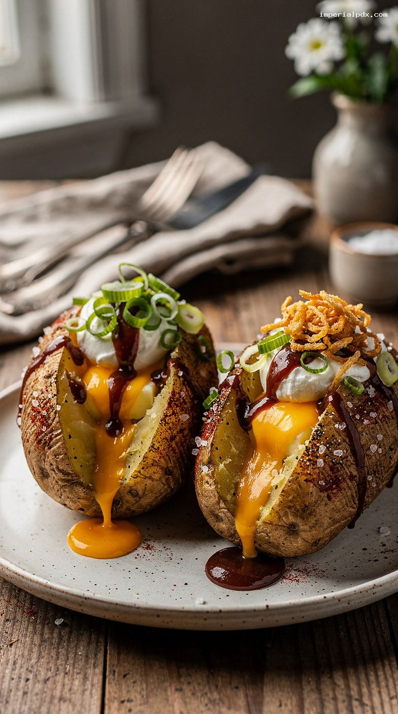 Loaded Smoked Baked Potatoes With Cheddar and BBQ Drizzle – Imperial ...