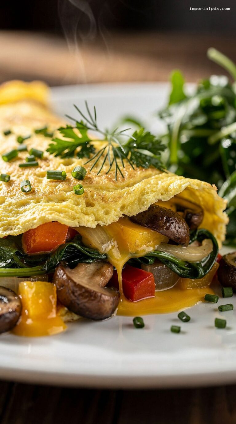 Loaded Veggie Cheddar Omelet With Lemon Herb Arugula Salad – Imperial ...