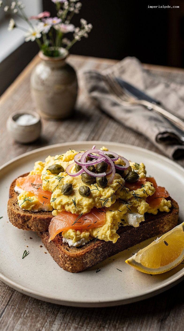 Lox and Eggs Scramble Toast with Dill and Capers – Imperial Recipes