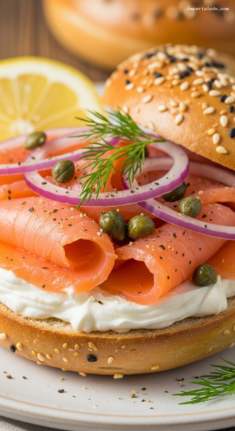 Lox Bagel Deluxe With Cream Cheese, Capers, and Dill – Imperial Recipes