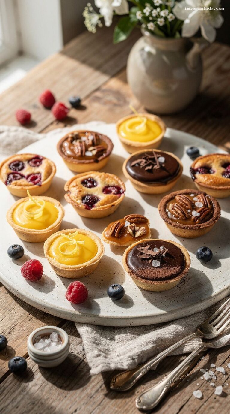 Mini Dessert Tart Assortment With Lemon, Chocolate, Berry, and Caramel ...