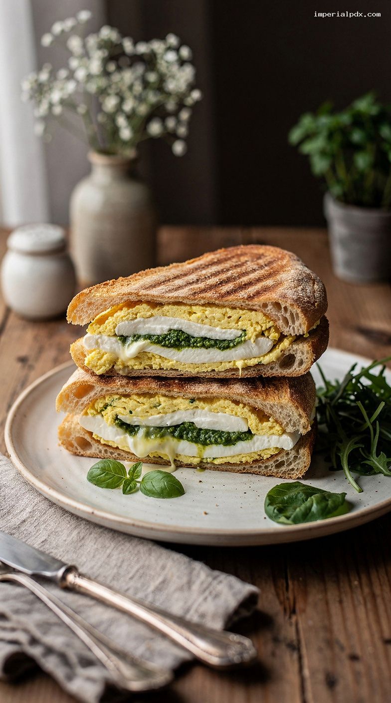 Pesto Egg and Mozzarella Breakfast Panini – Imperial Recipes