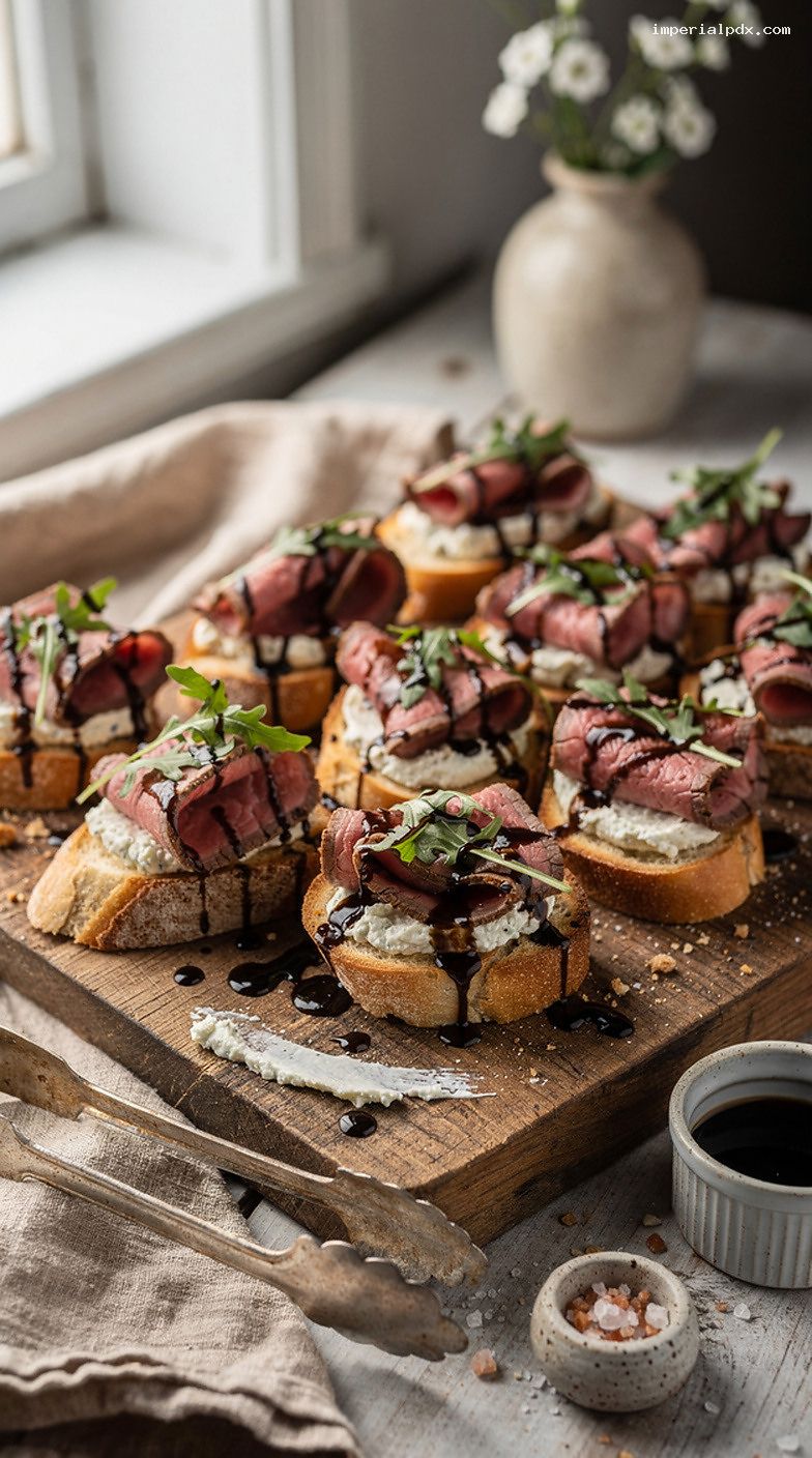 Roast Beef Tenderloin Crostini With Horseradish Cream and Balsamic ...