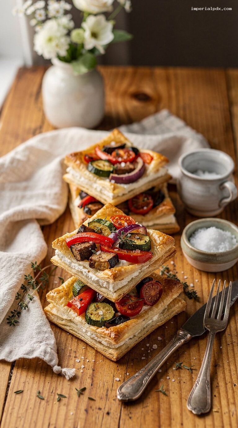 Roasted Vegetable and Goat Cheese Puff Pastry Tart Squares – Imperial ...
