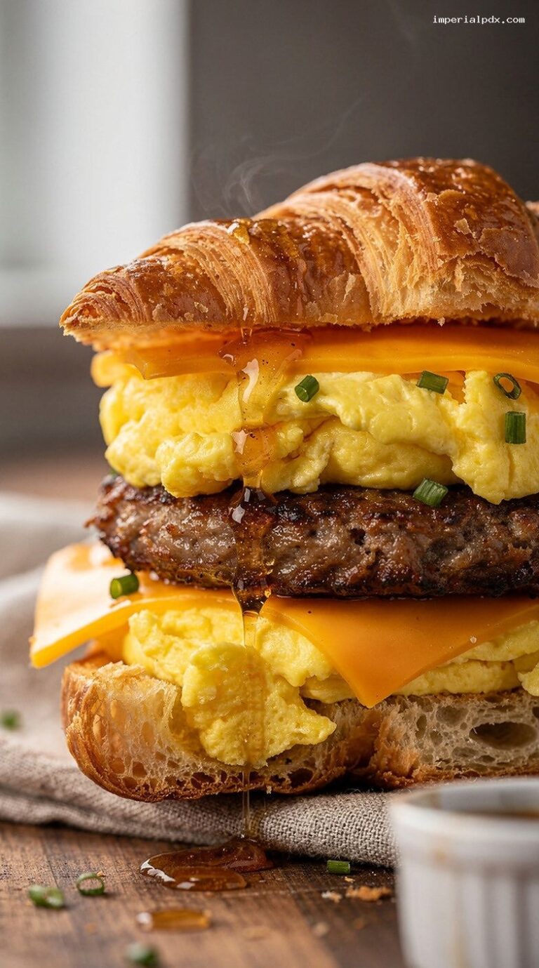 Sausage Egg and Cheese Croissant Breakfast Sandwiches – Imperial Recipes