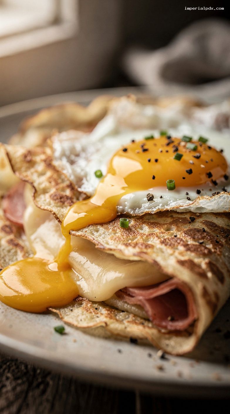 Savory Ham, Cheese, and Runny Egg Breakfast Crepes – Imperial Recipes