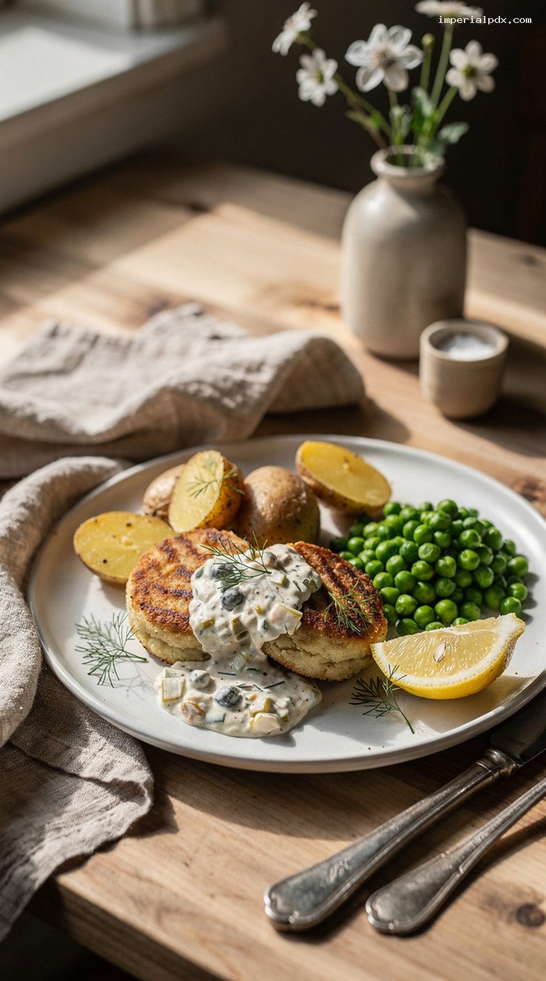 Scandinavian Fish Cakes with Remoulade, Potatoes, and Peas – Imperial ...