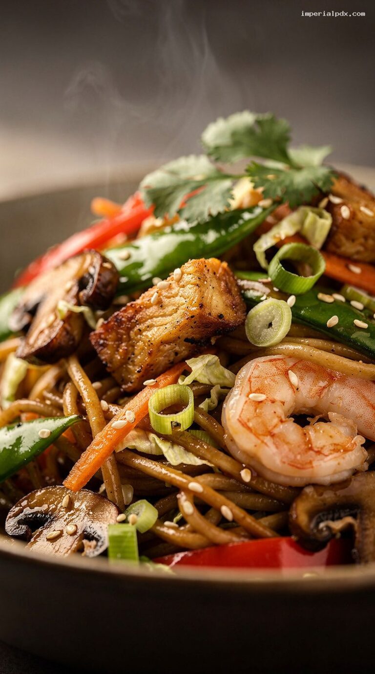 Sesame-Ginger Lo Mein with Chicken, Tofu, or Shrimp – Imperial Recipes