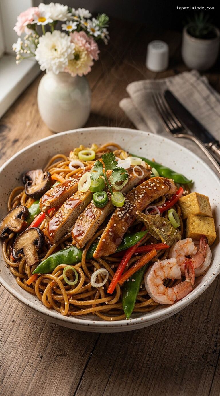 Sesame-Ginger Lo Mein with Chicken, Tofu, or Shrimp – Imperial Recipes