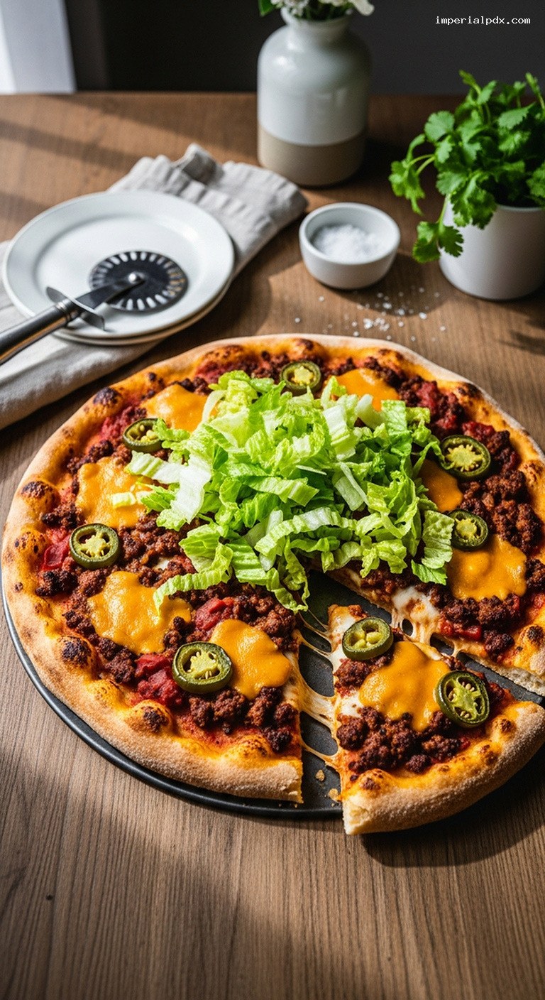 Smoky Beef Taco Pizza with Cheddar and Jalapeños – Imperial Recipes
