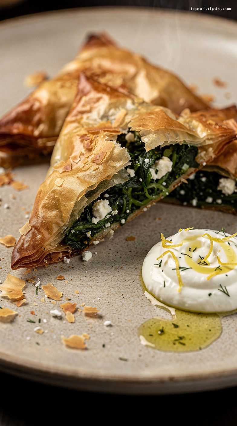 Spanakopita Triangles With Lemony Yogurt Dip – Imperial Recipes