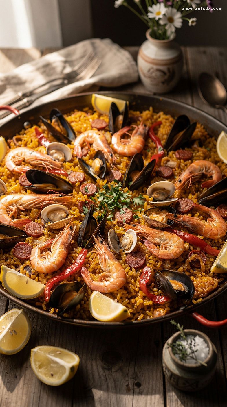 Spanish Seafood Paella With Saffron Rice and Mixed Shellfish – Imperial ...