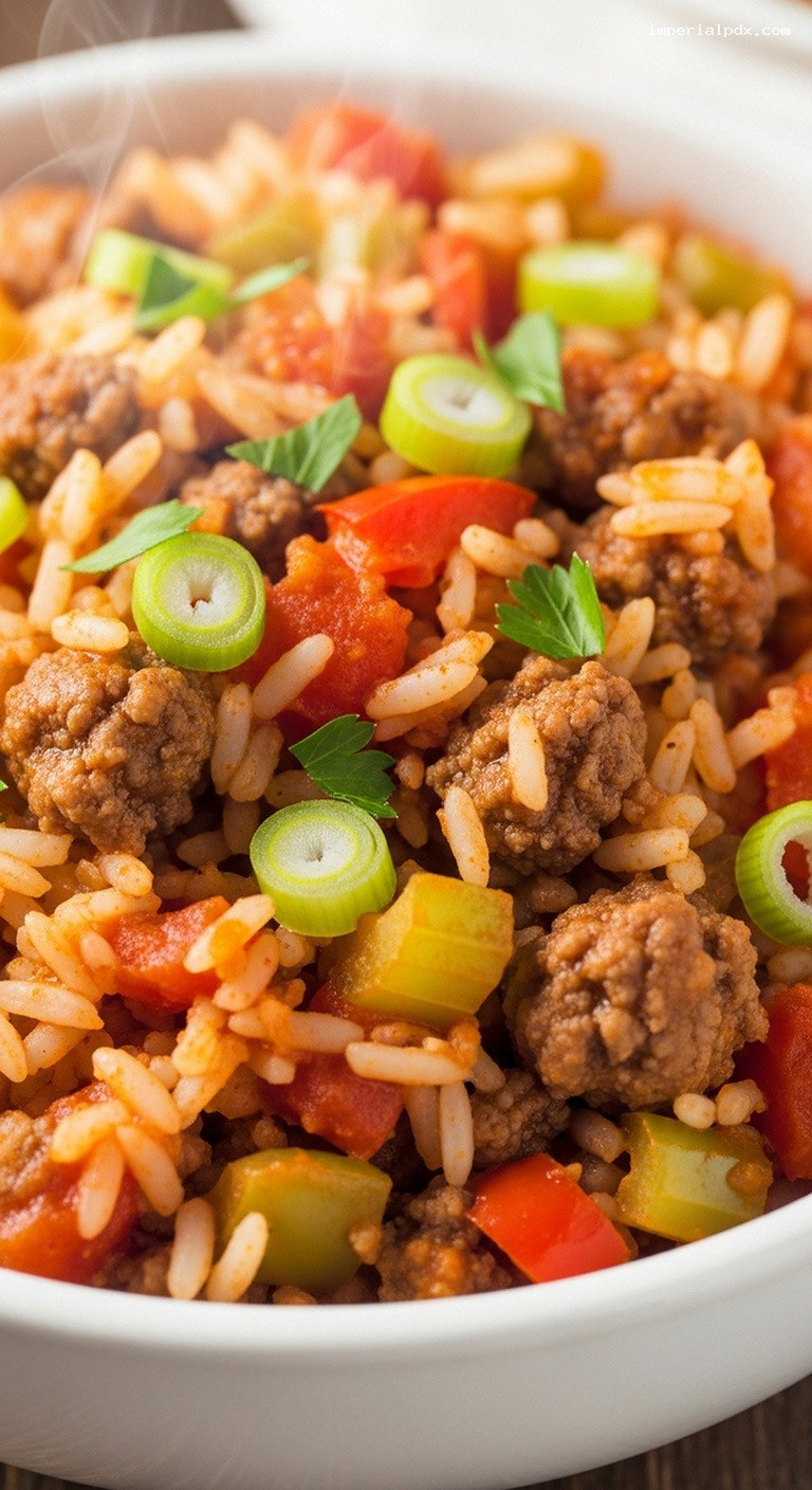 Spicy Ground Beef Jambalaya With Creole Vegetables – Imperial Recipes