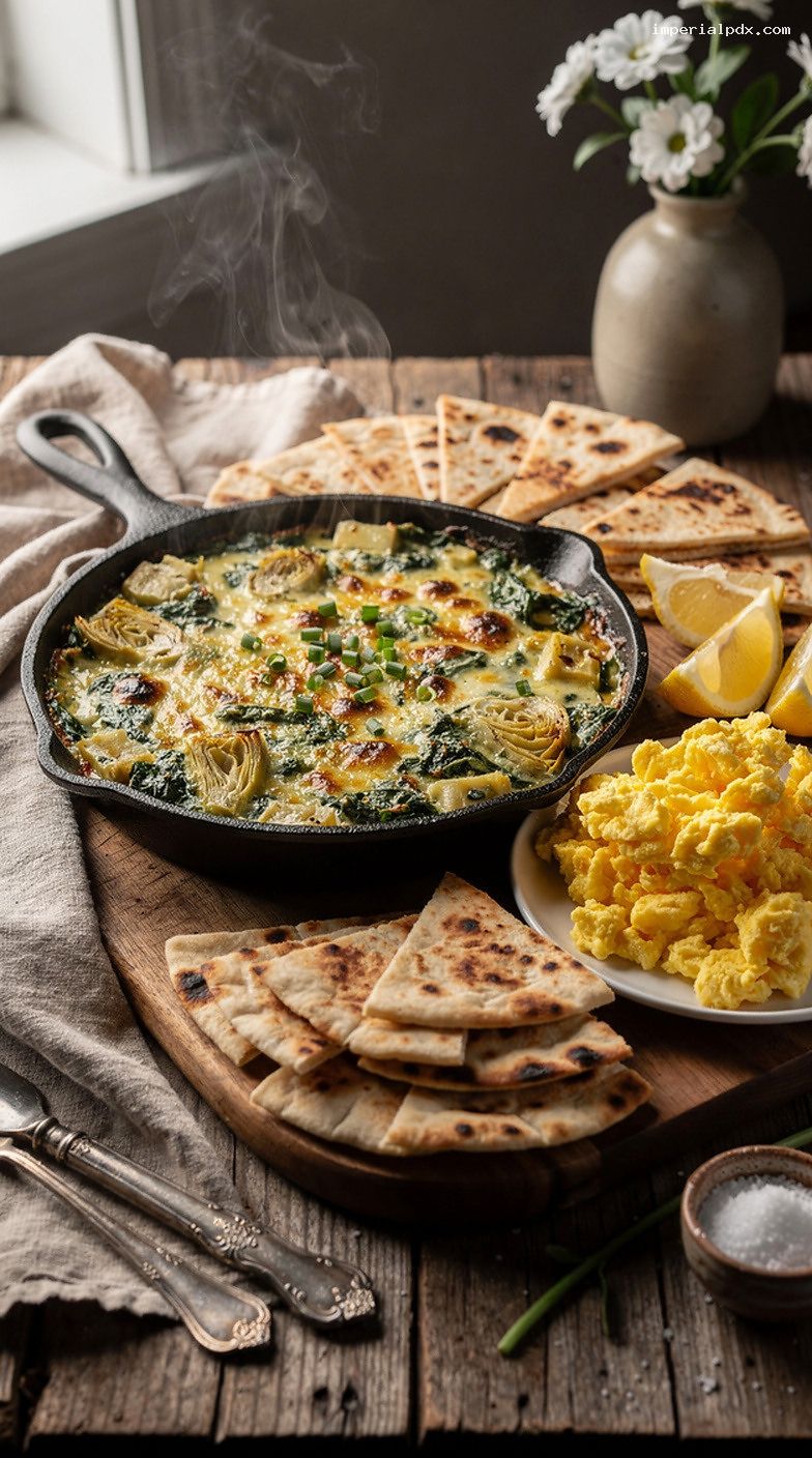 Spinach Artichoke Breakfast Dip with Eggs and Toasted Pita – Imperial ...