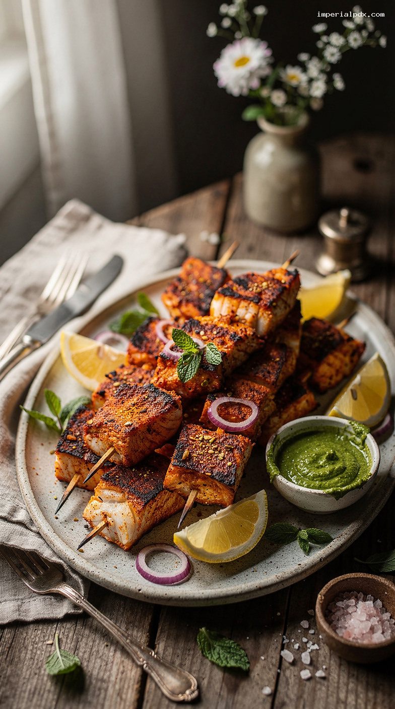 Tandoori Fish Tikka Skewers With Mint Chutney – Imperial Recipes