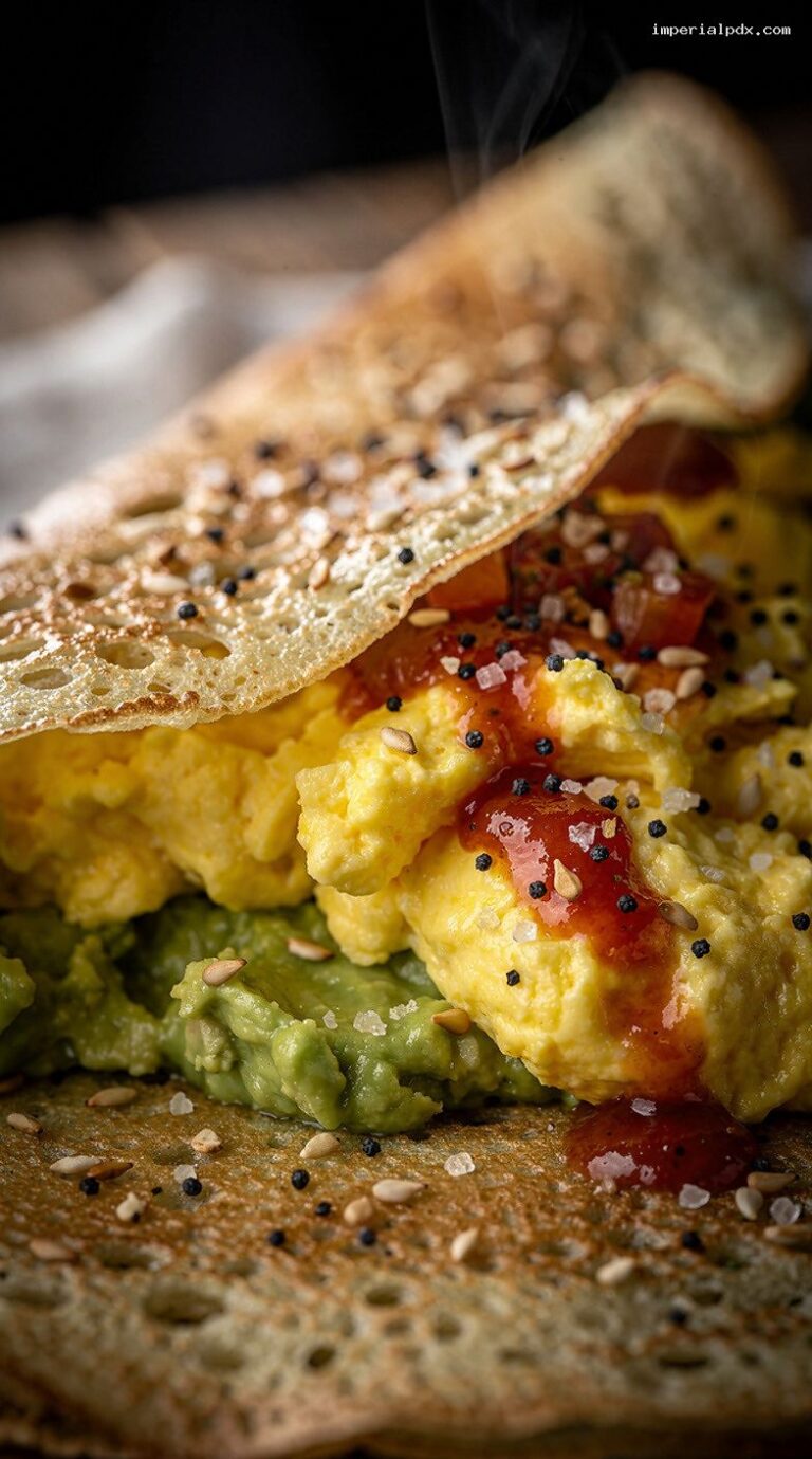 Avocado and Soft Scrambled Egg Crepes with Everything Bagel Seasoning ...