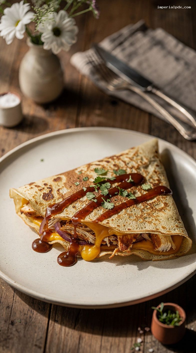 BBQ Chicken Cheddar Crepes with Red Onion and Cilantro – Imperial Recipes