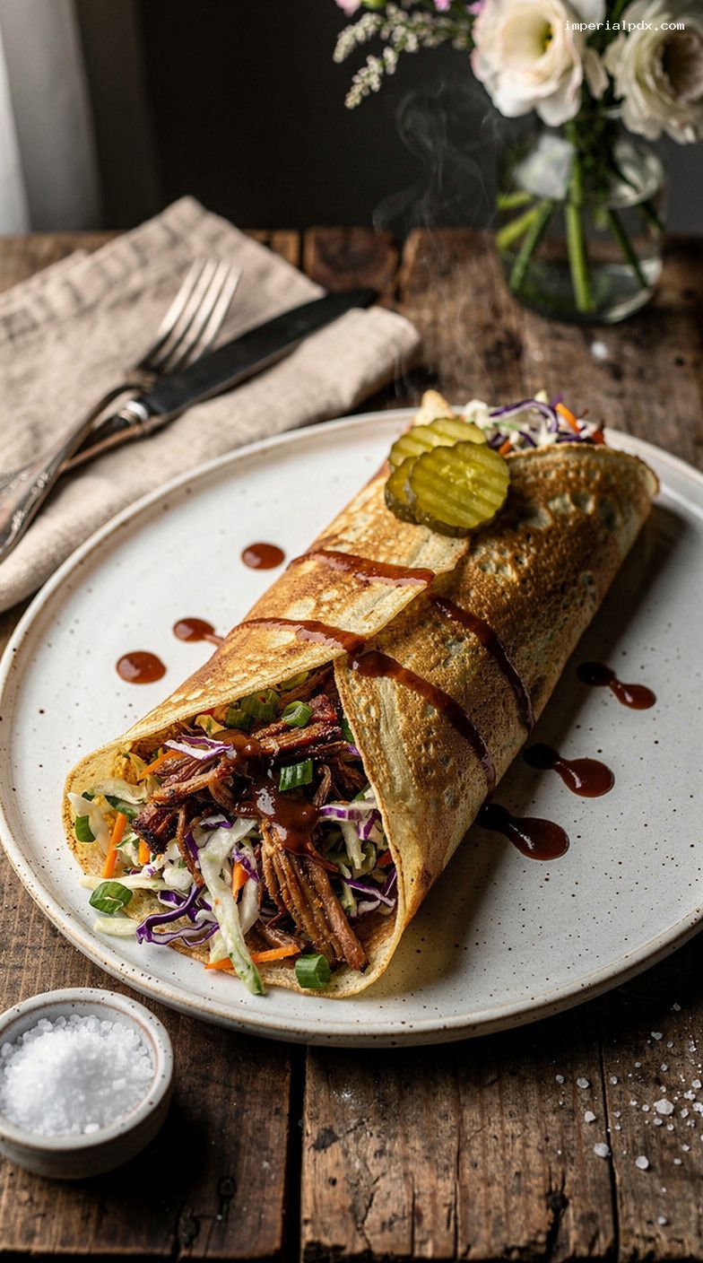 BBQ Pulled Pork and Slaw Crepes with Pickles – Imperial Recipes
