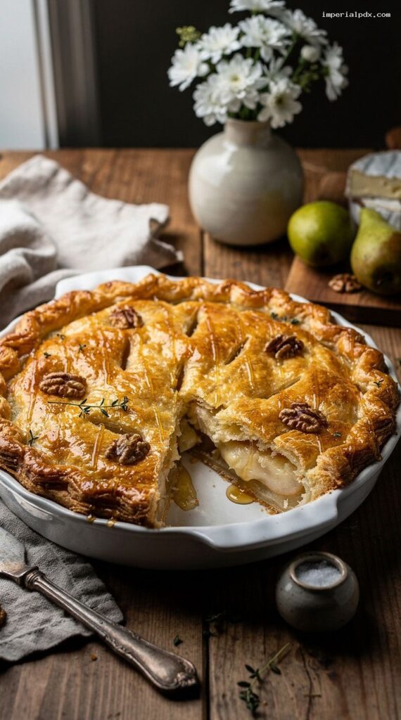Brie and Pear Puff Pastry Pie With Honey Walnuts – Imperial Recipes