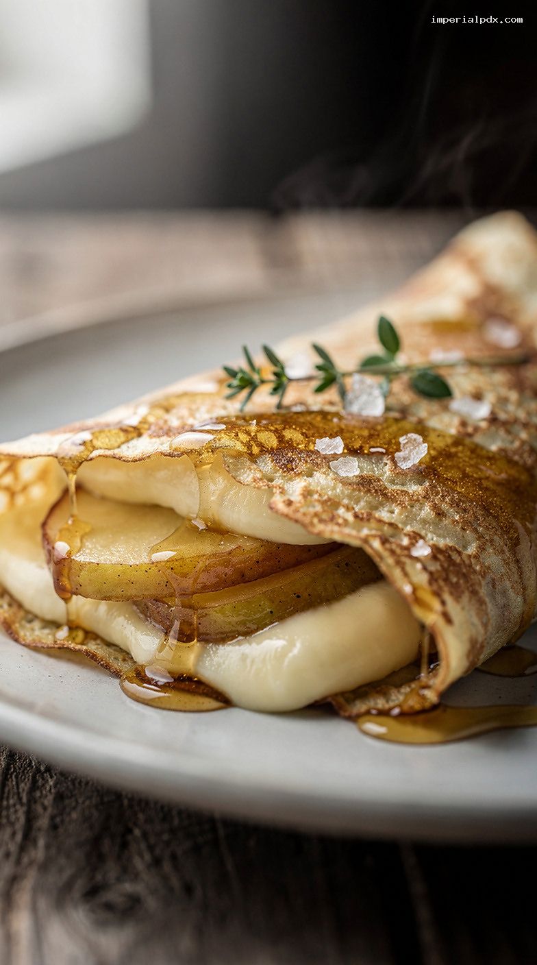 Brie Apple Thyme Crepes With Honey and Flaky Salt – Imperial Recipes