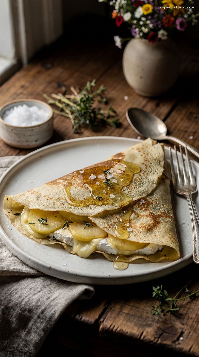 Brie Apple Thyme Crepes With Honey and Flaky Salt – Imperial Recipes
