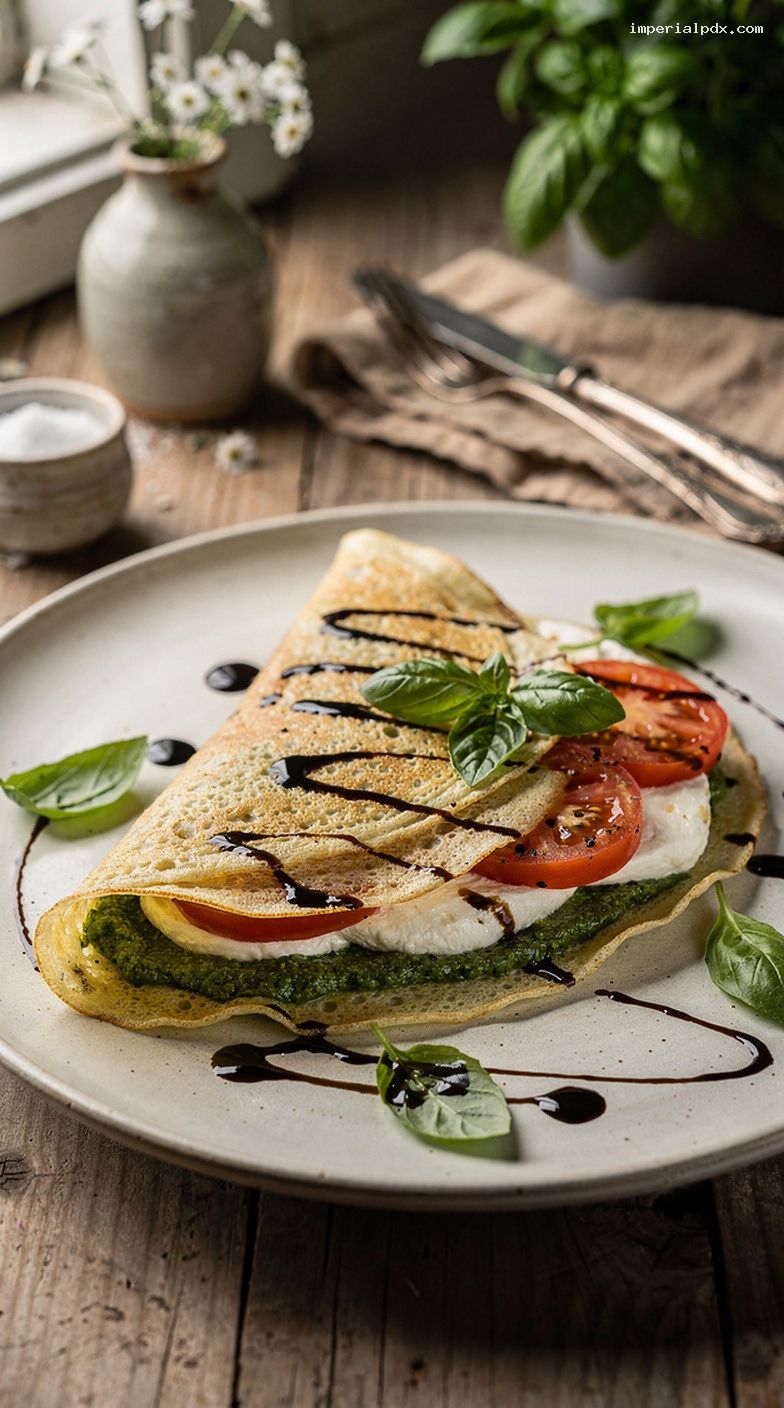 Caprese Pesto Crepes with Mozzarella, Tomato, and Balsamic Glaze ...