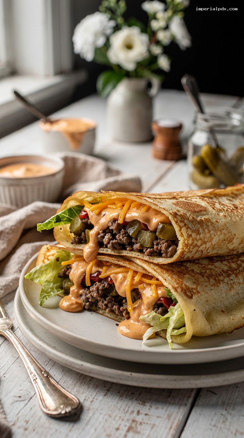 Cheeseburger Crepe Wrap With Burger Sauce and Pickles – Imperial Recipes