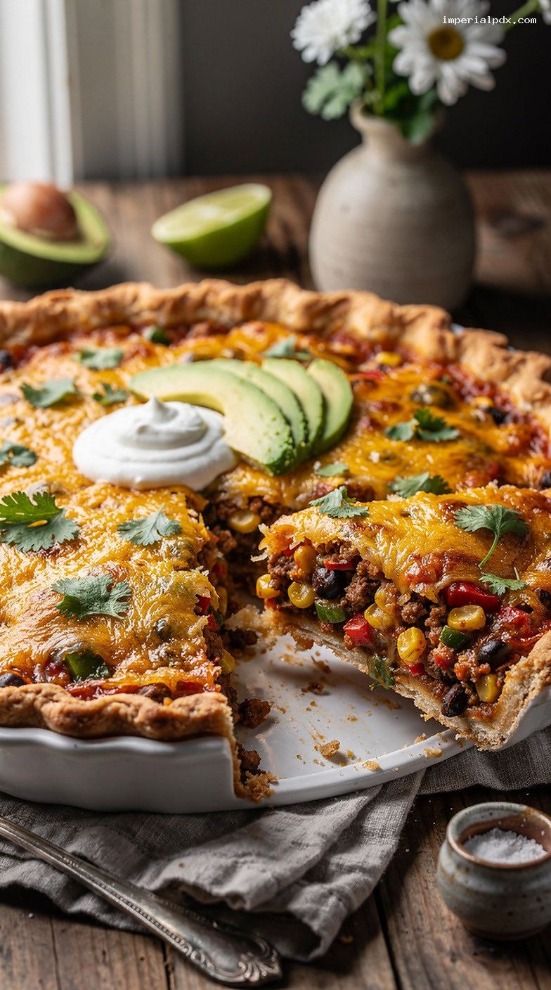 Cheesy Taco Pie With Salsa, Corn, and Cilantro – Imperial Recipes