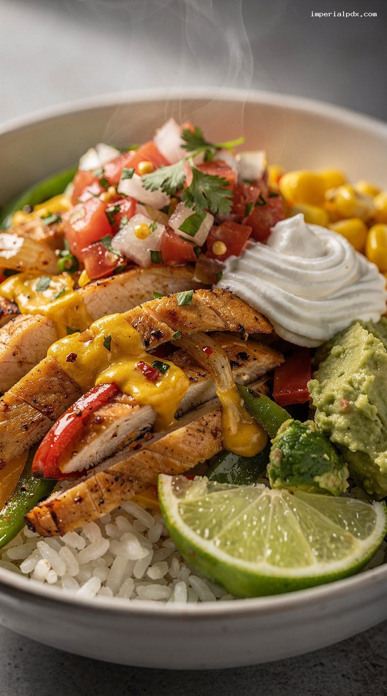 Chicken Fajita Rice Bowls With Peppers, Corn, and Pepper Jack ...