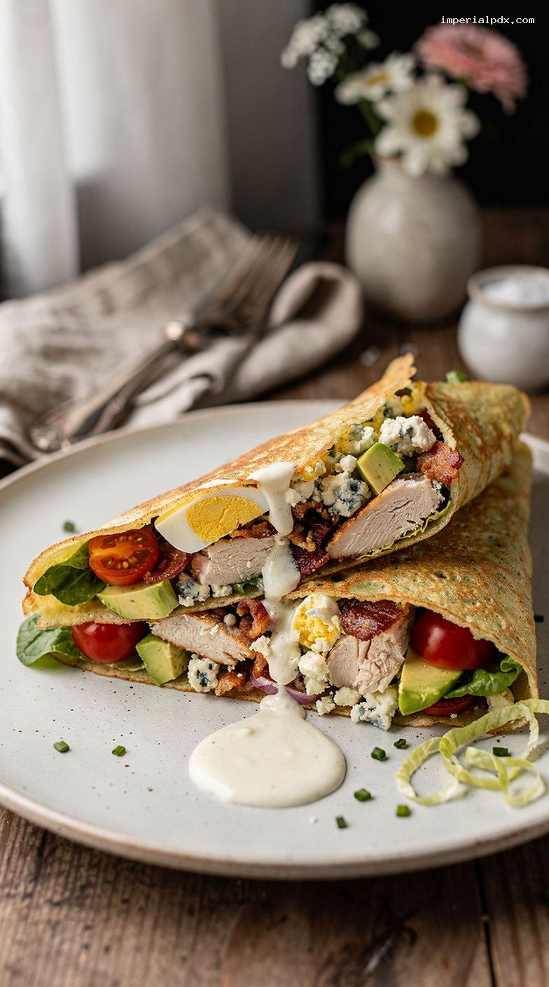 Cobb Salad Crepes With Chicken, Bacon, Avocado, and Blue Cheese ...