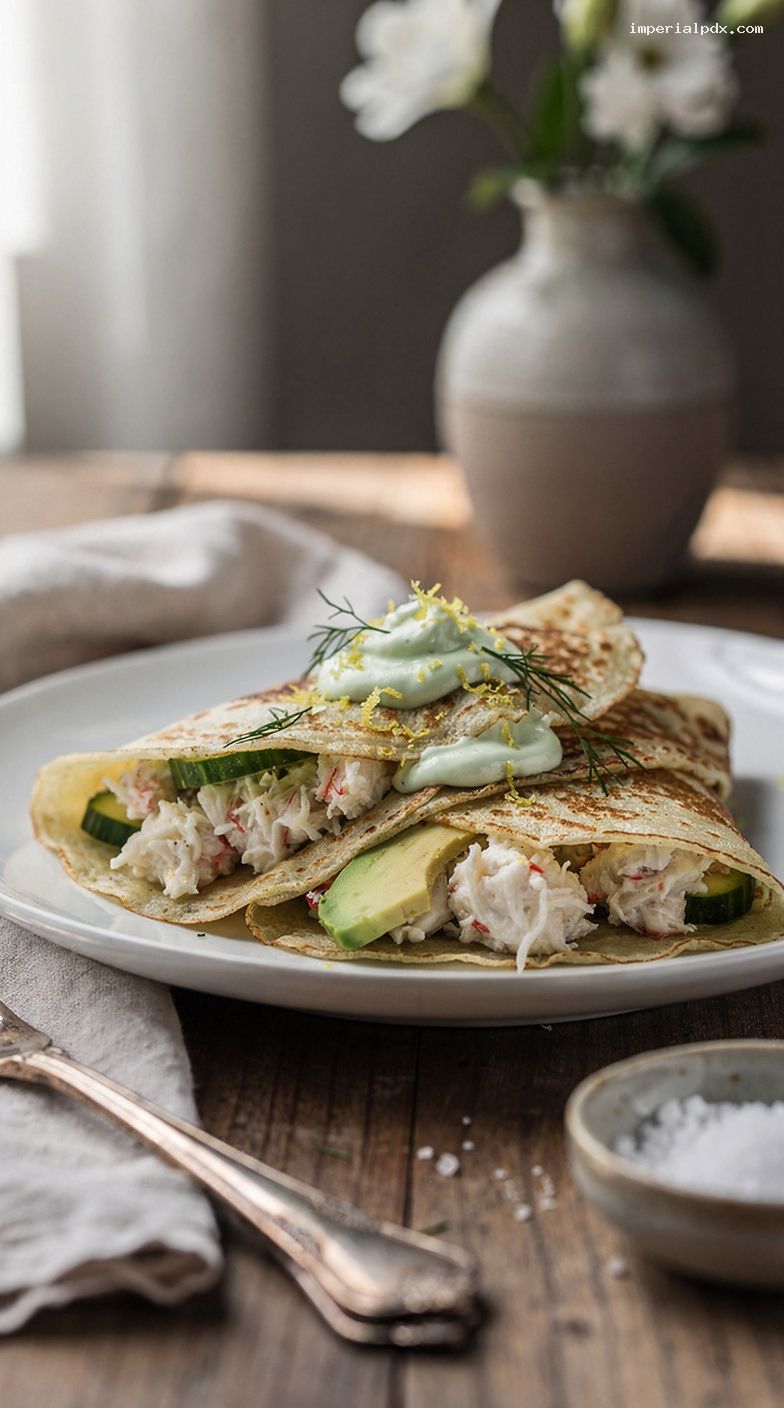 Crab and Avocado Crepes With Lime Crema – Imperial Recipes