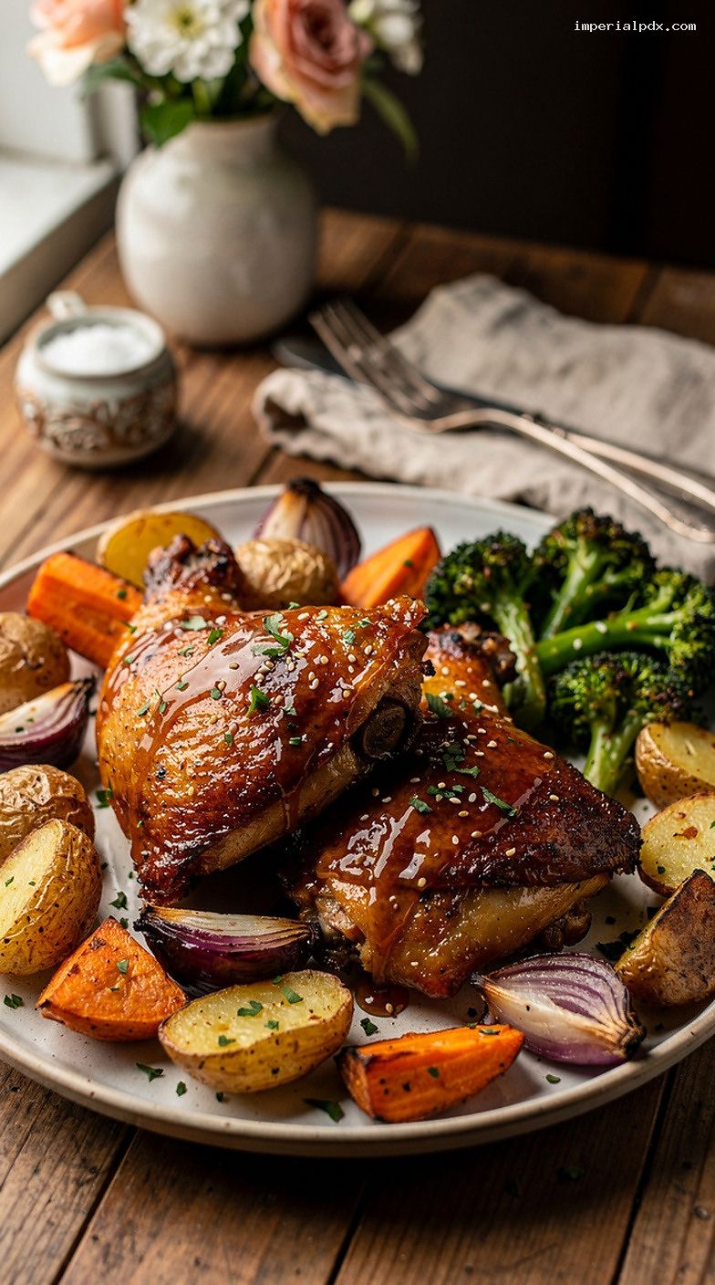 Honey Garlic Glazed Roasted Chicken Thighs With Vegetables – Imperial ...