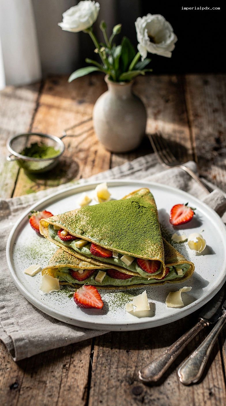 Matcha White Chocolate Strawberry Crepe with Matcha Cream – Imperial ...