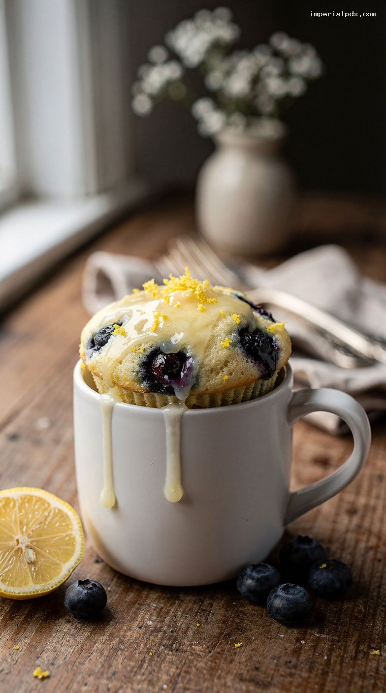 Microwave Blueberry Lemon Mug Muffin With Lemon Glaze – Imperial Recipes