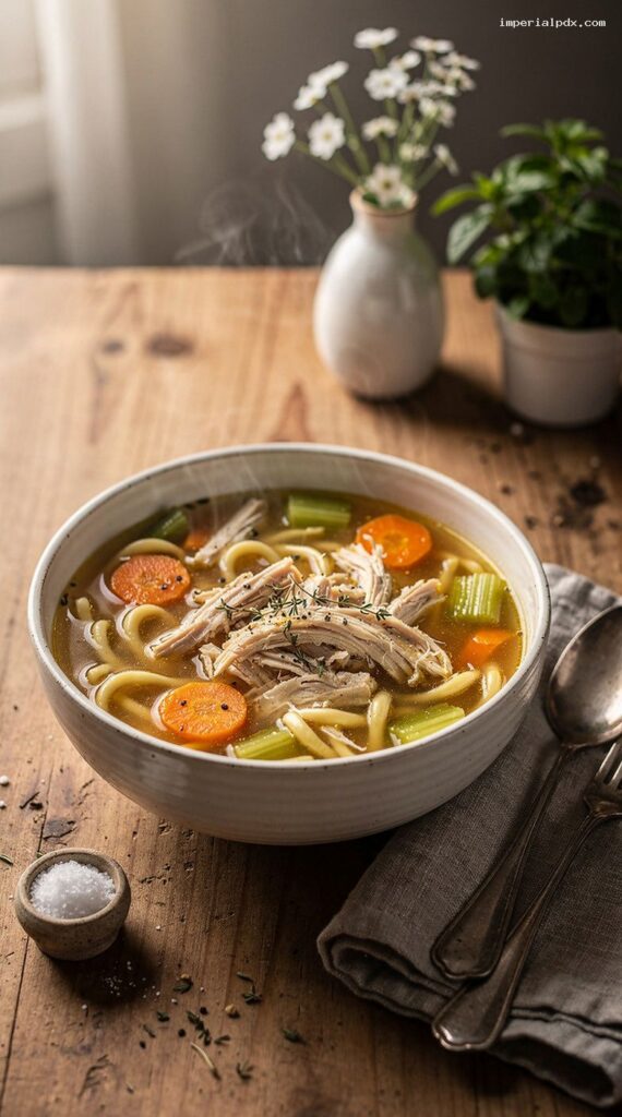 Microwave Chicken Noodle Comfort Soup With Rotisserie Chicken ...