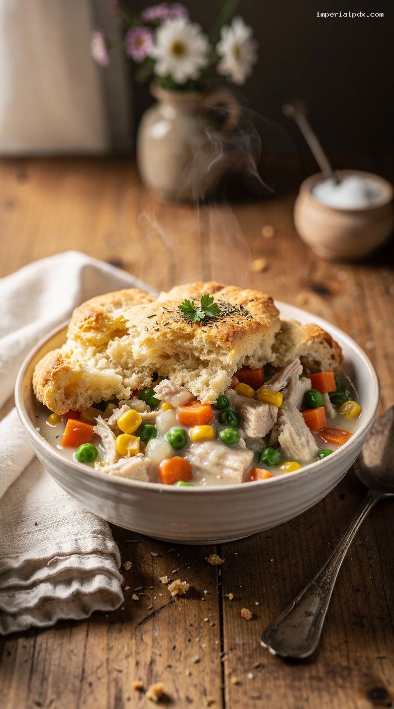 Microwave Chicken Pot Pie Filling Bowl With Biscuit Topping – Imperial ...