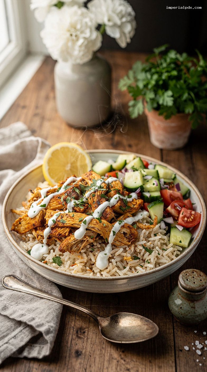 Microwave Chicken Shawarma Rice Bowl With Yogurt Sauce – Imperial Recipes