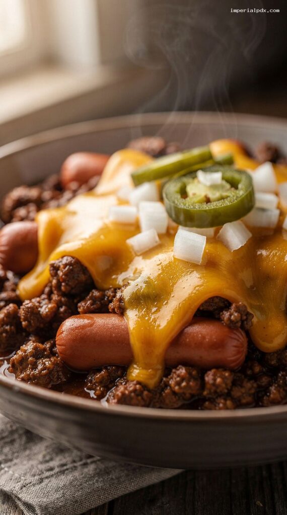 Microwave Chili Cheese Dog Bowl With Onions and Jalapeños – Imperial ...
