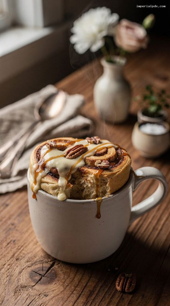 Microwave Cinnamon Roll Mug Bread Pudding With Vanilla Custard ...