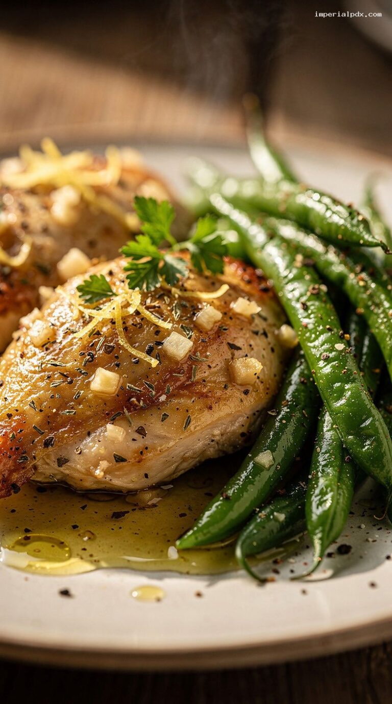 Microwave Garlic Herb Chicken With Green Beans and Lemon – Imperial Recipes