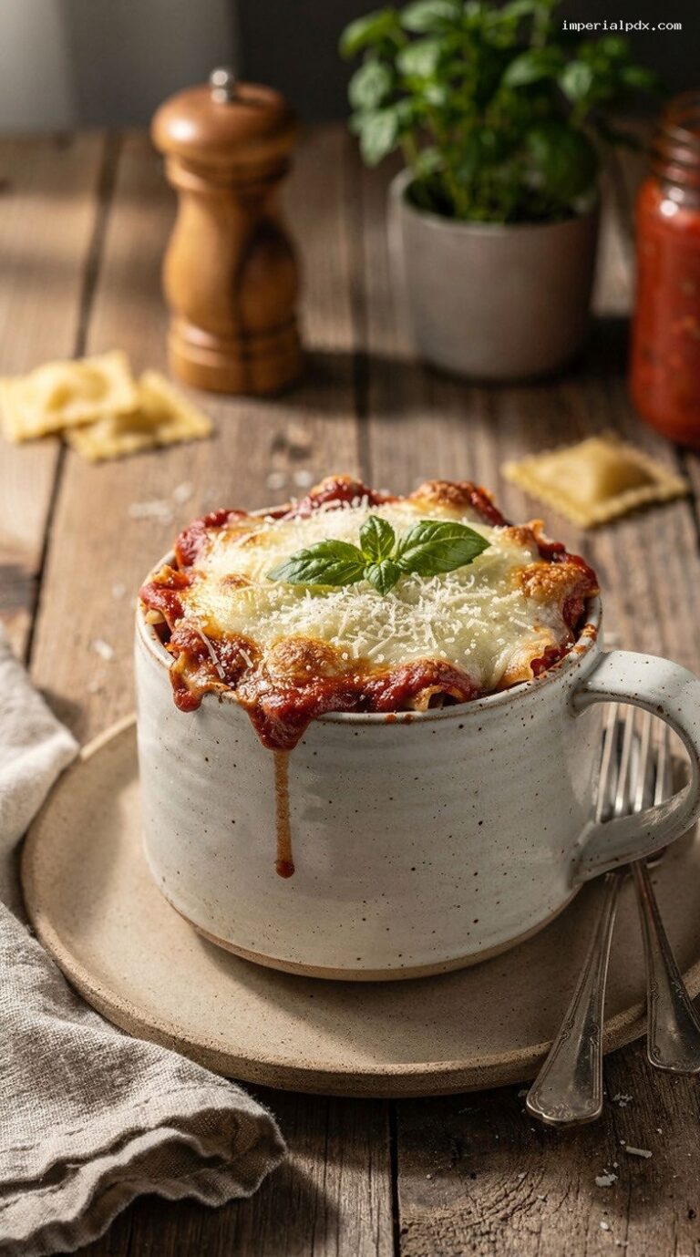 Microwave Mug Lasagna With Spinach and Three Cheeses – Imperial Recipes
