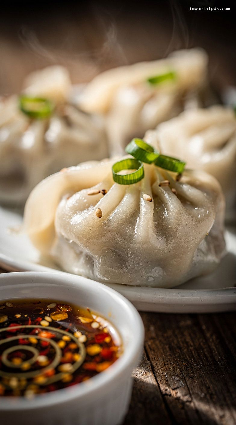 Microwave Steamed Frozen Dumplings With Soy-Vinegar Chili Sauce ...